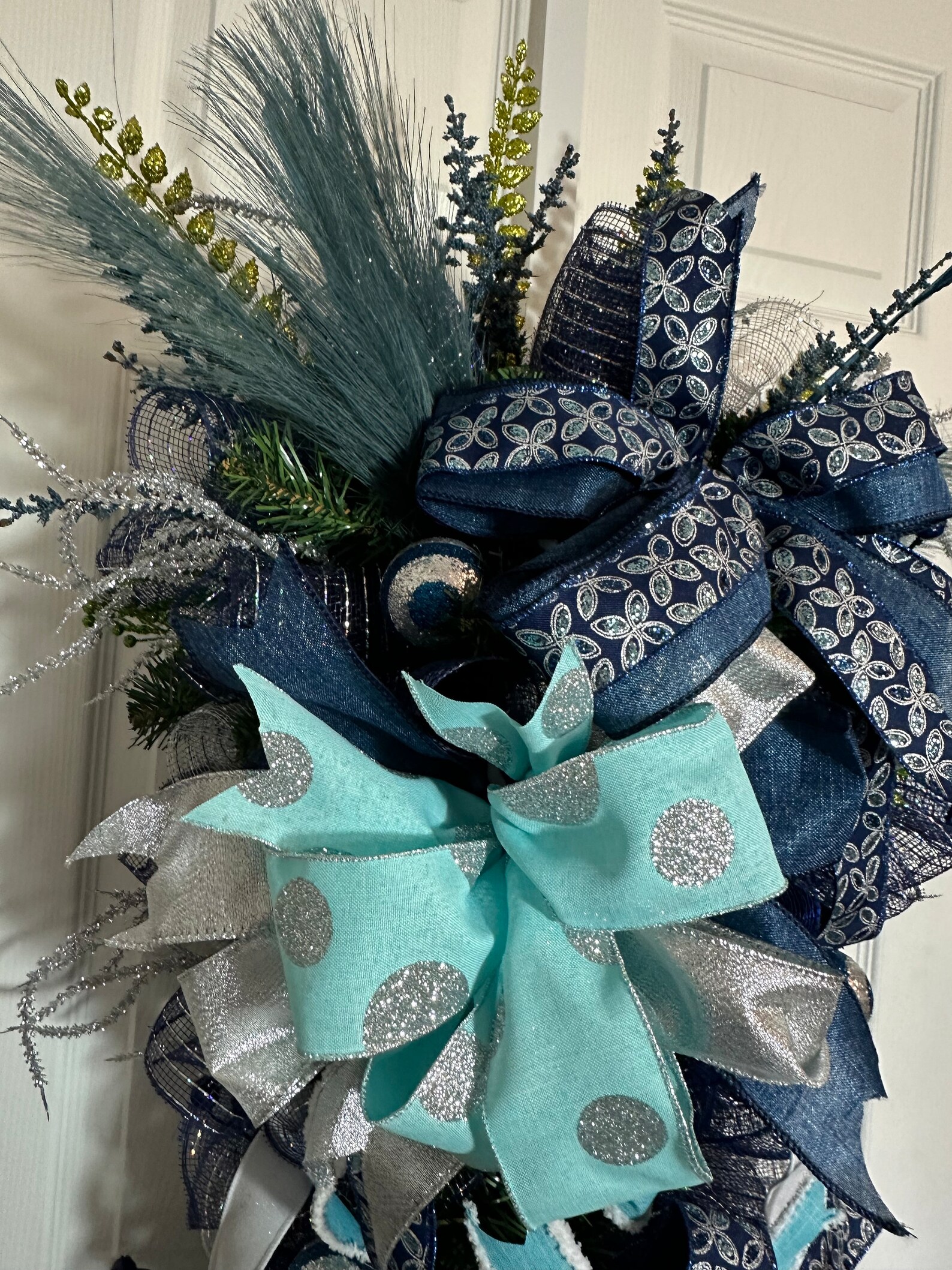 Custom Made Swag of Teal, Silver and Navy Blue That’s Oversized and ...