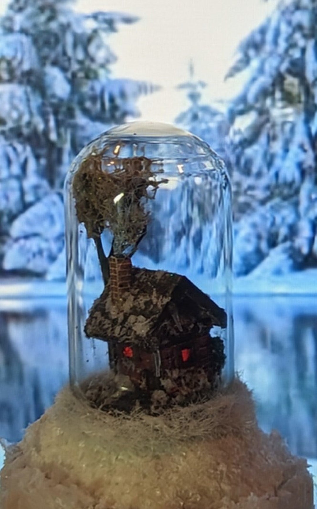 OOAK Micro-miniature Cloche Diorama Winter Cabin - Etsy