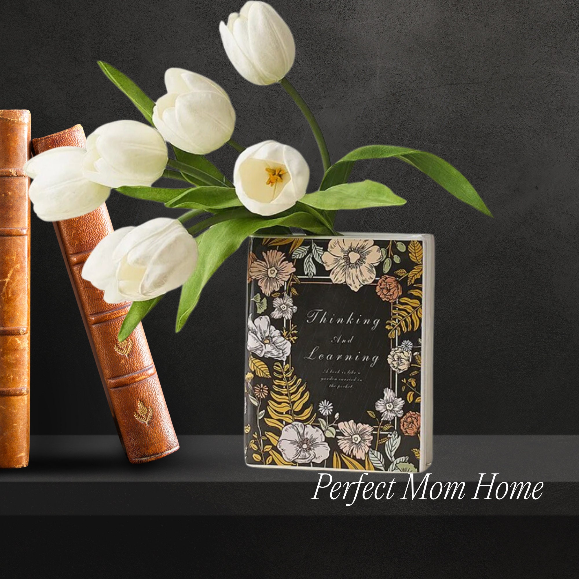 Decorative Vase Ceramic Book-shaped Vase Flower Book Lover Gift Ceramic ...