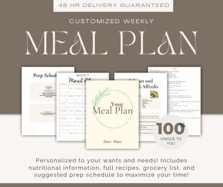 Personalized 7-day Meal Plan With Full Grocery List, Recipes, and Meal ...