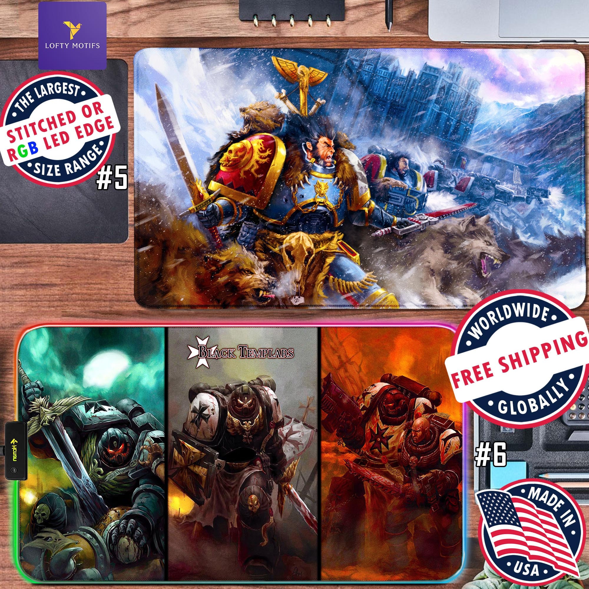 Warhamer Mouse Pad 40k Space Wolves Marine Legions Ultramarines Blood ...