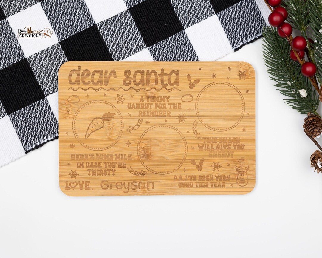 Personalized Santa Snack Tray | Santas Cookies and Milk Tray - Etsy