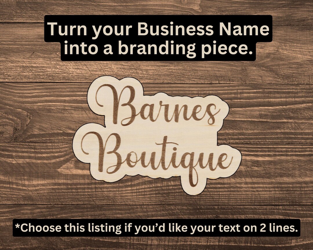 Custom Laser Engraved (TWO) Line Wooden Business Name Plaque for Social ...