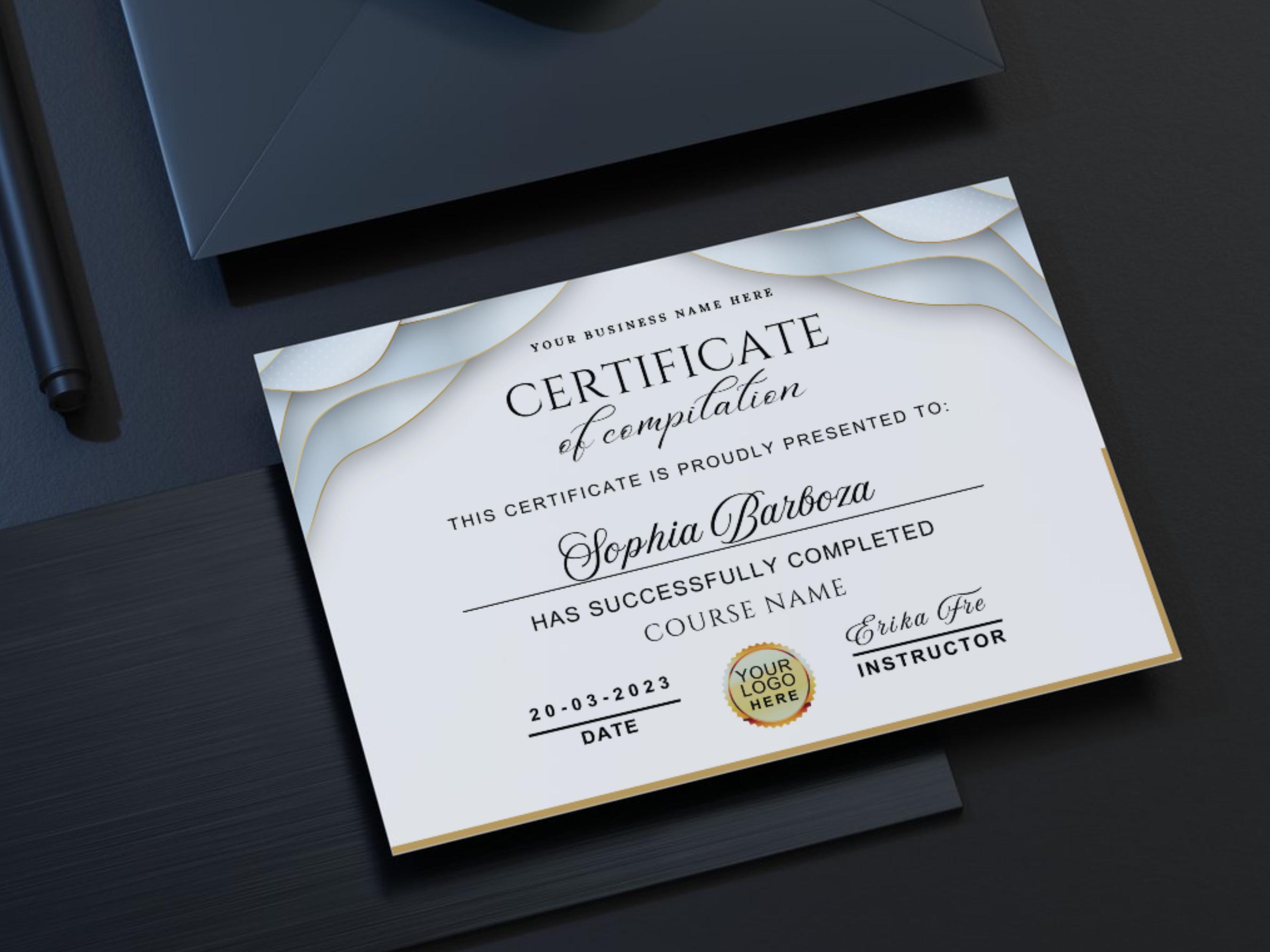 Editable Certificate of Completion Template, Esthetician Template ...