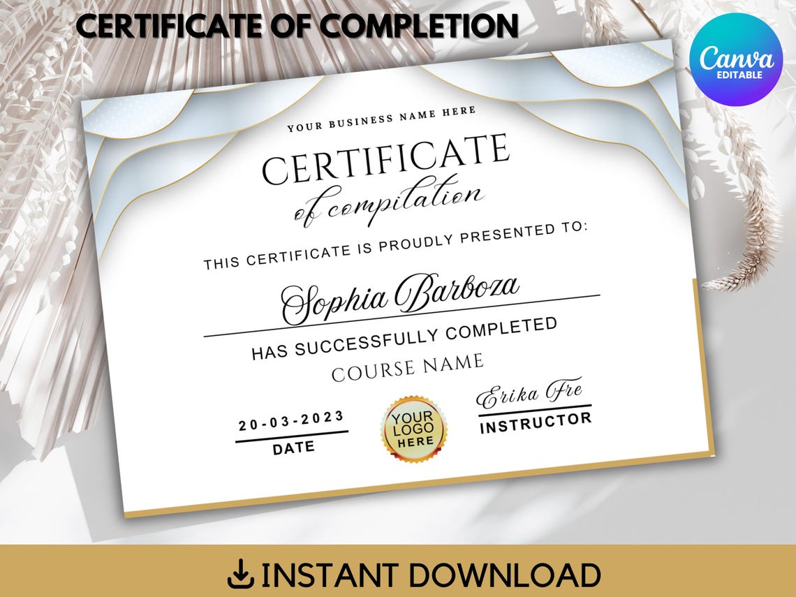 Editable Certificate of Completion Template, Esthetician Template ...