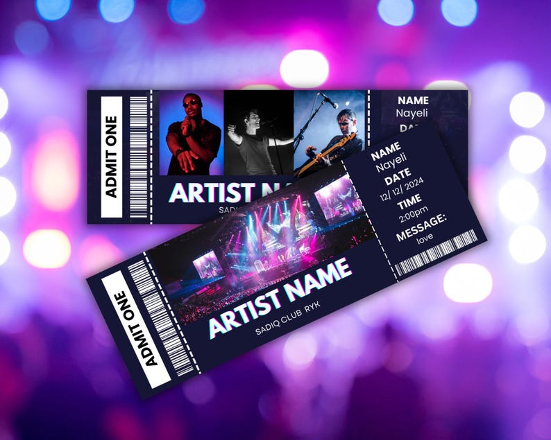 Printable Fake Concert Ticket Template, Custom Concert Ticket, Canva ...