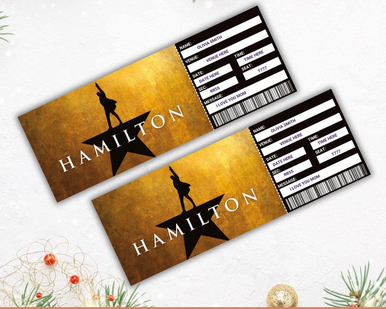 Printable Hamilton Musical Theatre Ticket, Personalized Gift Reveal ...