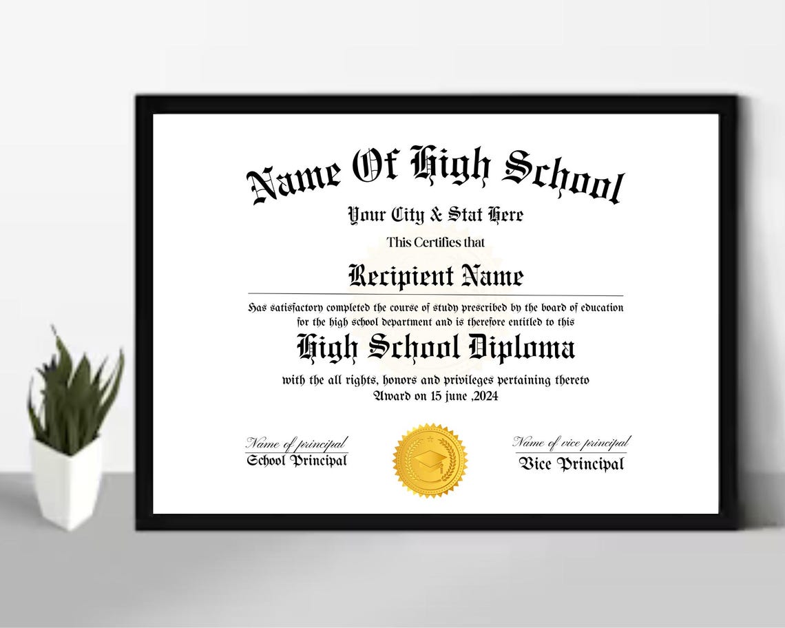 Printable High School Diploma Template, Home School Diploma, High ...