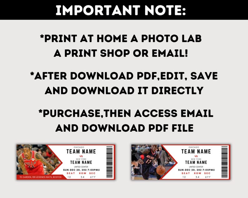 Custom Basketball Ticket Template: Editable Gift (instant Download) - Etsy