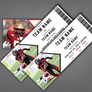 Custom Football Game Ticket Template, Football Ticket, Personalized ...