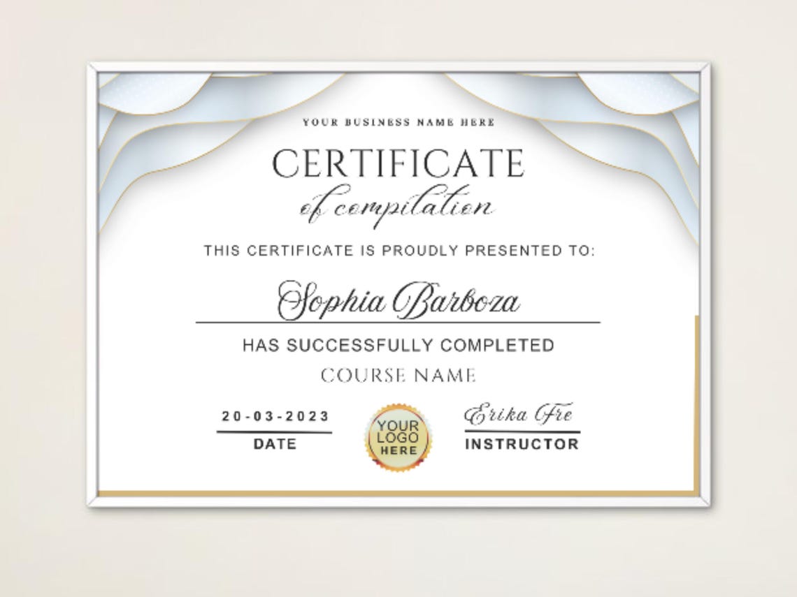Editable Certificate of Completion Template, Esthetician Template ...