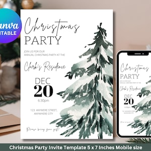 Printable Christmas Party Invitation, Holiday Party Invitation ...