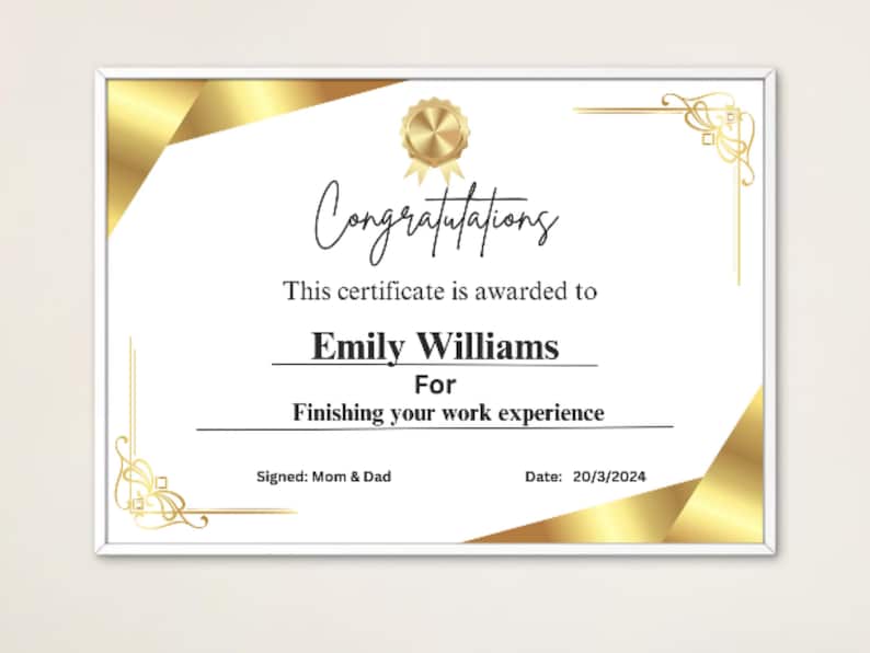 Editable Certificate of Achievement Template: Printable Gift ...