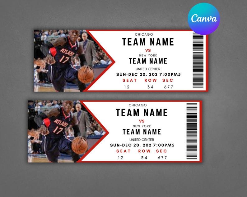 Custom Basketball Ticket Template: Editable Gift (instant Download) - Etsy