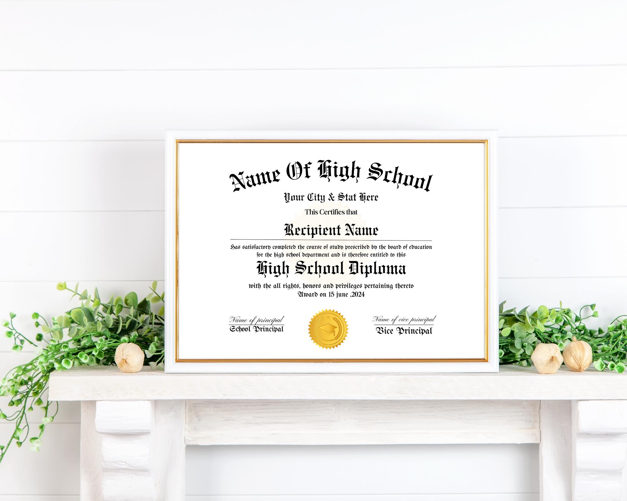 Printable High School Diploma Template, Home School Diploma, High ...