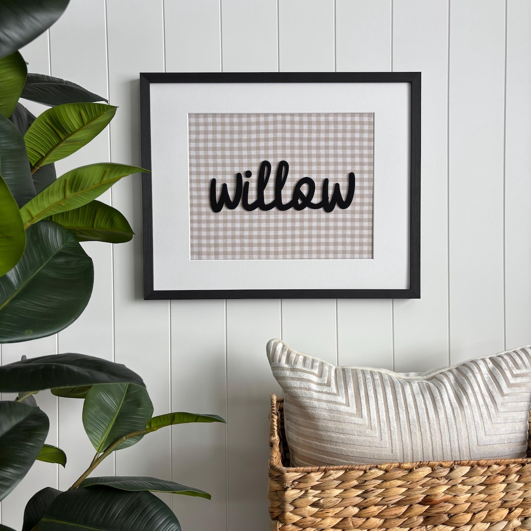 Framed Baby Name Sign | Baltic Birch Wood Letters Nursery Decor - Etsy