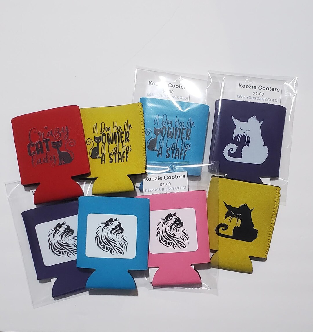 Cat Meme Can Coolers, Bottle Coolers, Coolies, Cozies Crazy Cat Lady, A ...