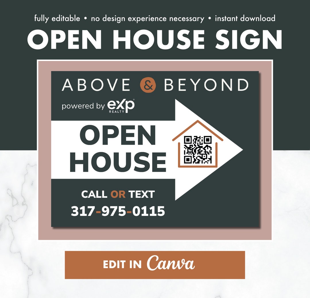 INSTANT DOWNLOAD Real Estate Open House Sign / Editable Open House Sign ...
