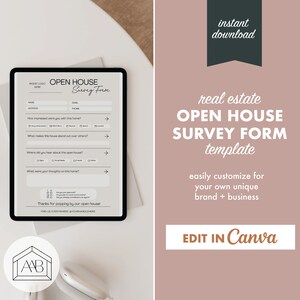 INSTANT DOWNLOAD Real Estate Open House Survey Template / Real Estate ...