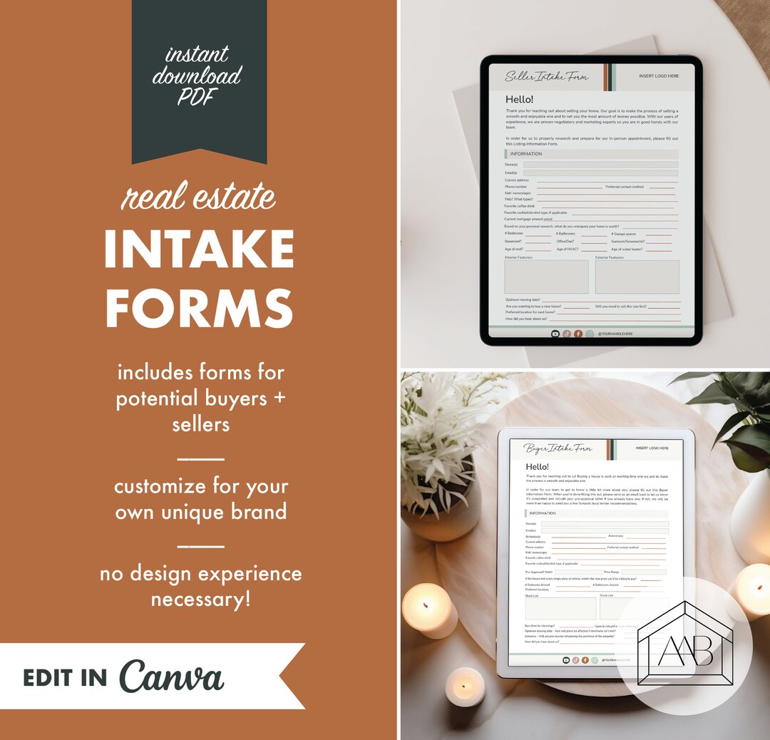 INSTANT DOWNLOAD Real Estate Client Forms / Real Estate Marketing ...