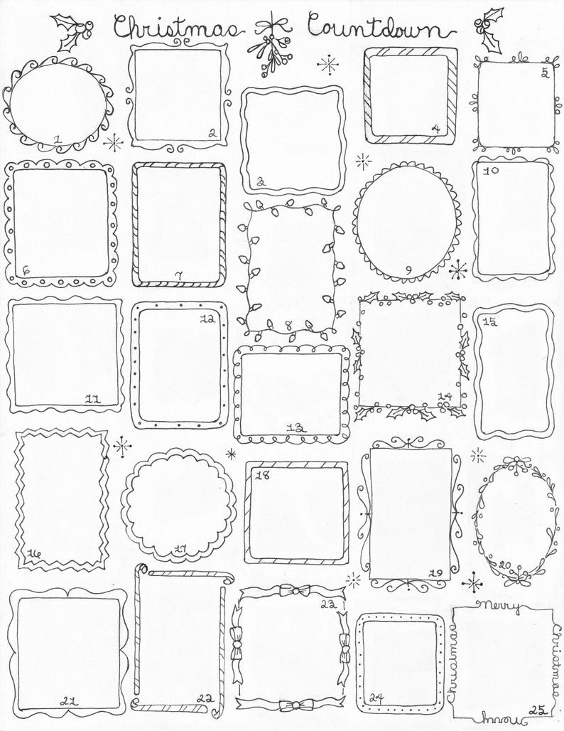 Printable Blank Advent Coloring Page to Draw Your Own Countdown to ...