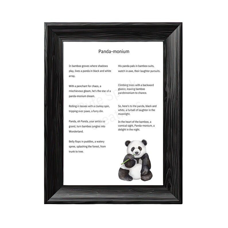 Panda-monium Printable Poem, Cute Poem for Animal Lovers - Etsy
