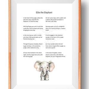 Ellie the Elephant Printable Poem, Digital Download Print at Home, Cute ...