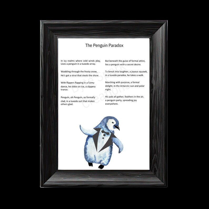 The Penguin Paradox Printable Poem, Cute Poem for Animal Lovers - Etsy