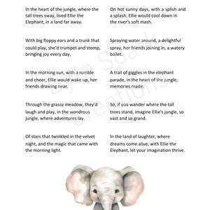 Ellie the Elephant Printable Poem, Digital Download Print at Home, Cute ...