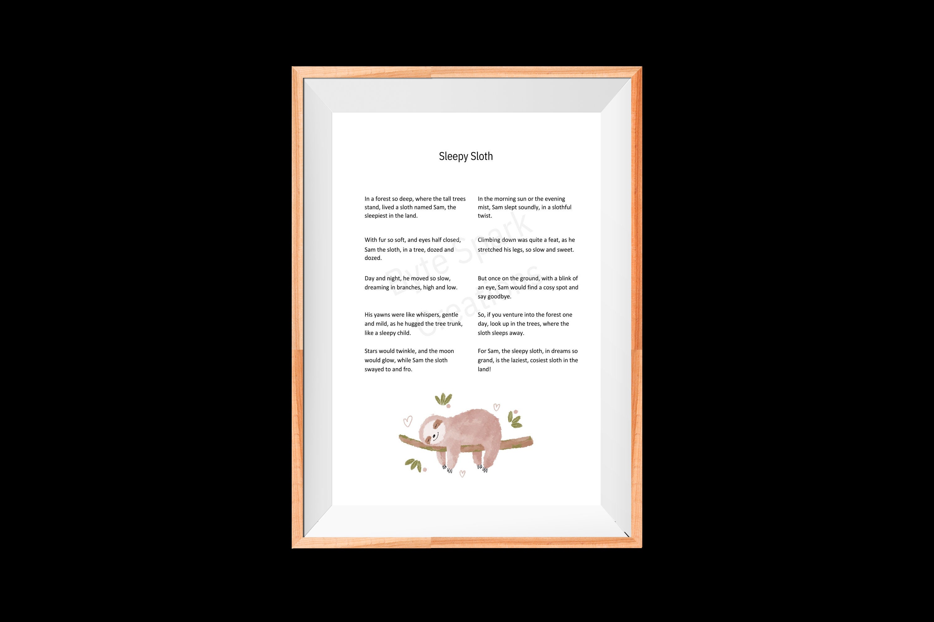 Sleepy Sloth Printable Poem, Cute Poem for Animal Lovers - Etsy