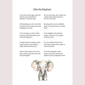 Ellie the Elephant Printable Poem, Digital Download Print at Home, Cute ...