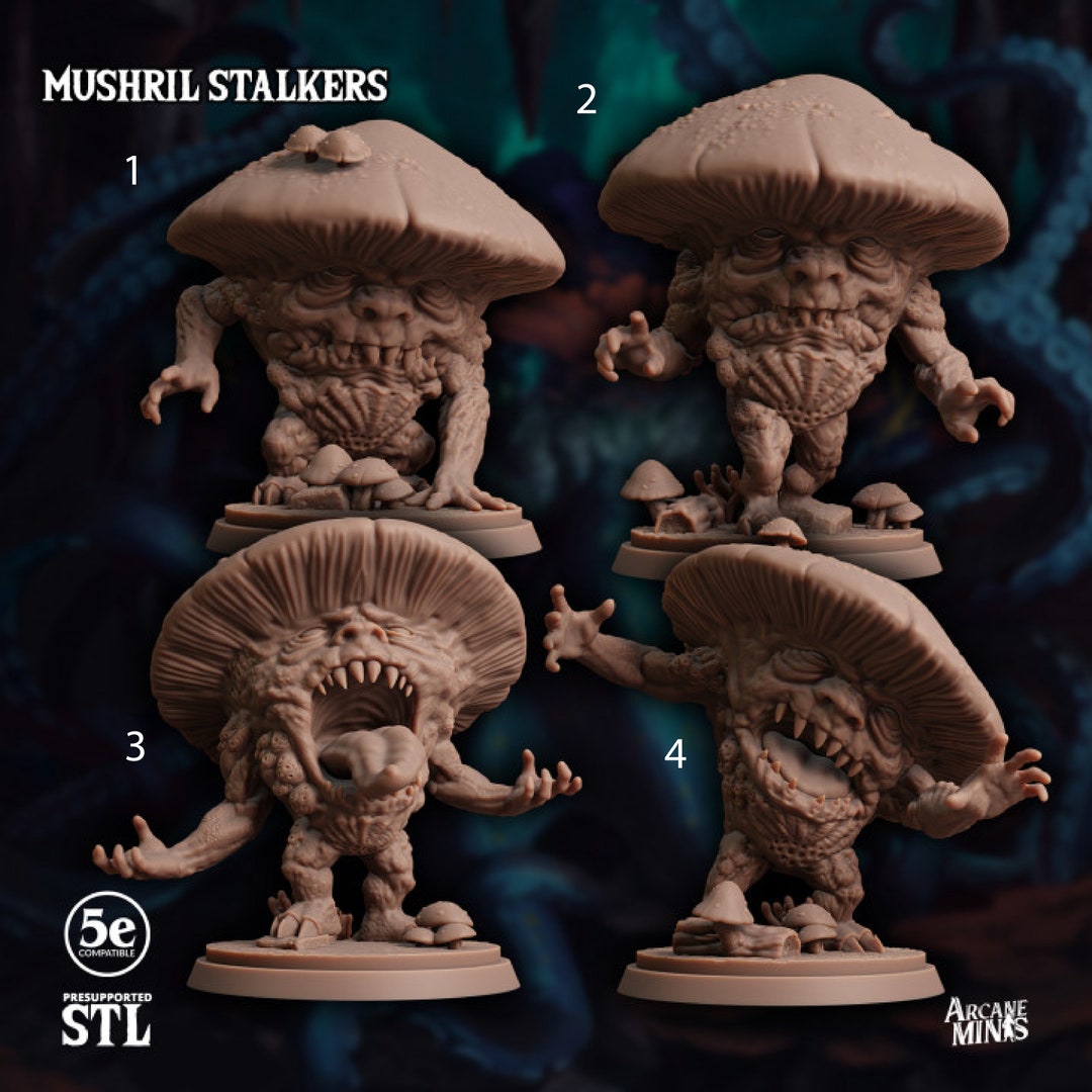 4pc Mushroom Monsters Dungeons and Dragons TTRPG Mini Fantasy DND 5E ...