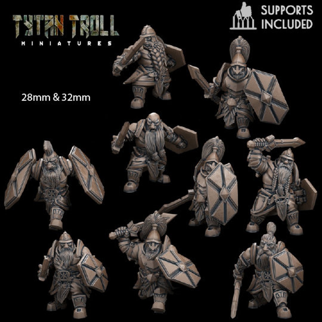 Dwarven Guard Bundle, Miniature Dwarfs, Dwarven, RPG Miniatures, DND, Warriors, Fantasy, 28 Mm ...
