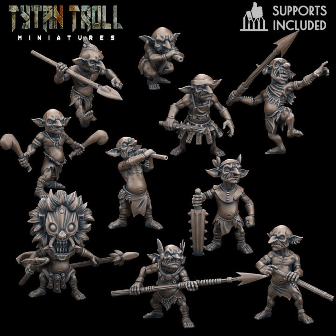 10pc Goblin Raiders Miniature Set Dnd Dungeons and Dragons 28mm/32mm ...