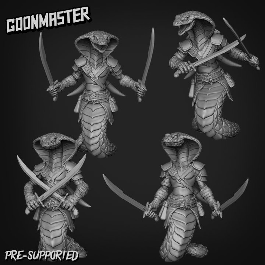 4pc Snake Warriors Set /dnd Dungeons and Dragons Animals Figurines ...