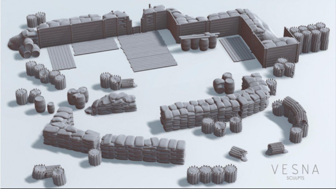 Battlefield Fortification Scenery| Dungeons and Dragons RPG 28/32 | WW2 ...