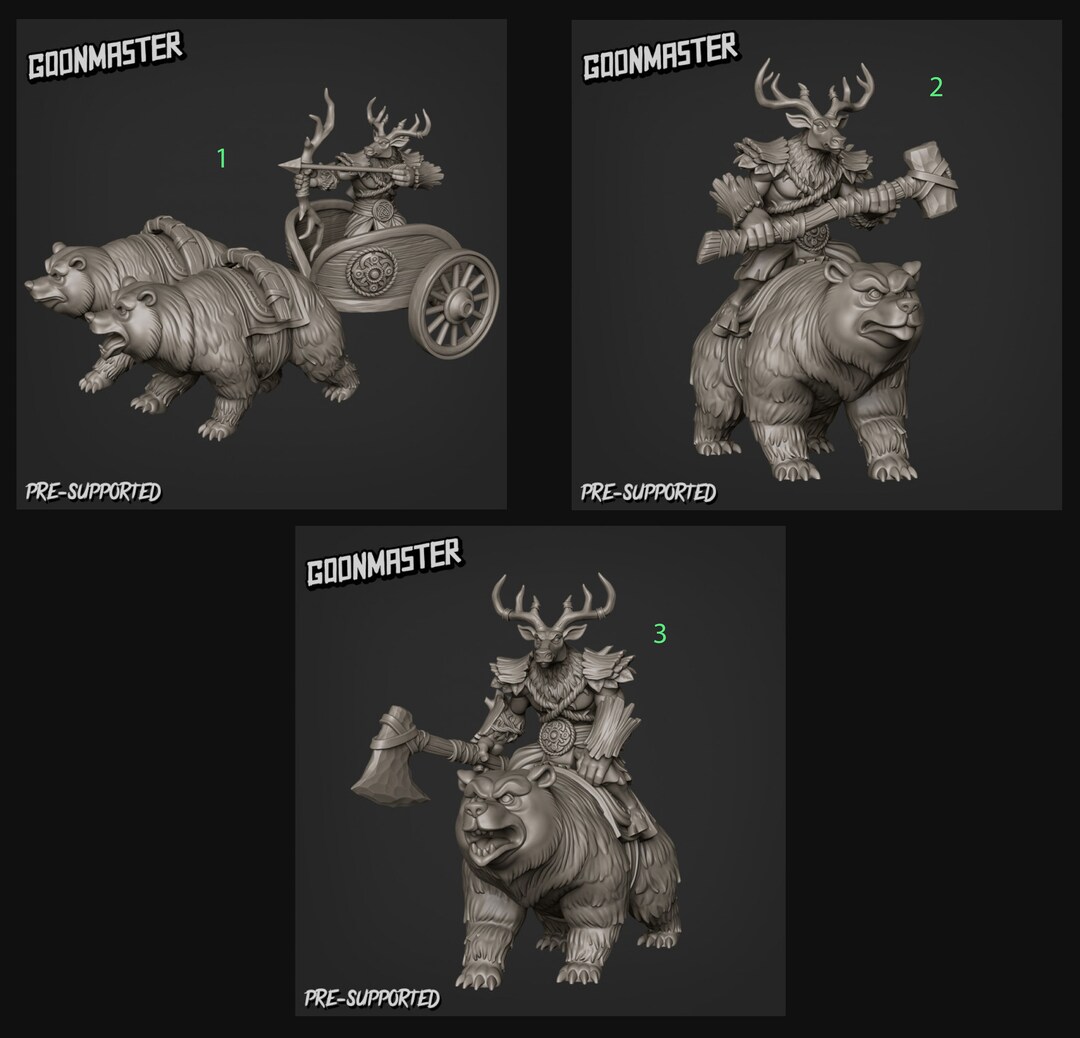 Deer Bears Riders Set/dnd Dungeons and Dragons Pathfinder Animal ...