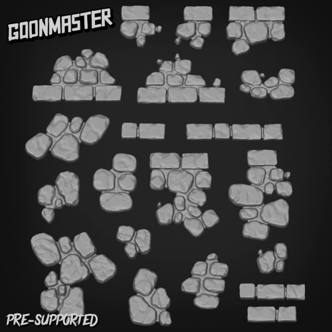 20pc Brocken Cobblestone/ Dnd Dungeons and Dragons TTRPG Fantasy Basing ...