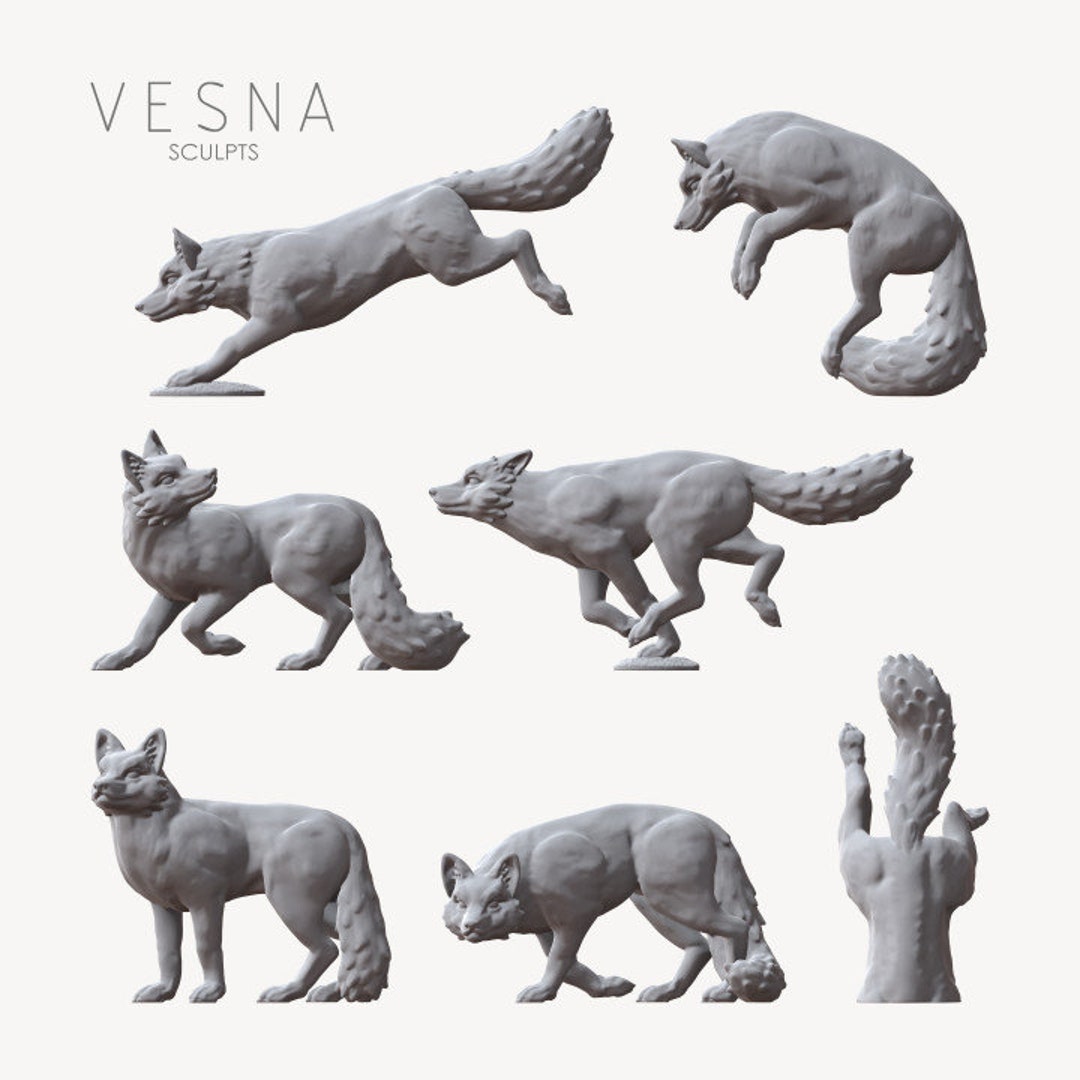 14pc Foxes Set/ Dnd Dungeons and Dragons Animal Miniature Scatter ...