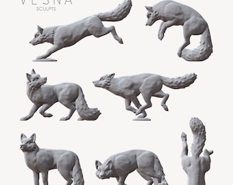 7pc Red Foxes Dnd Dungeons and Dragons 28mm/32mm Fox Miniature Scatter ...