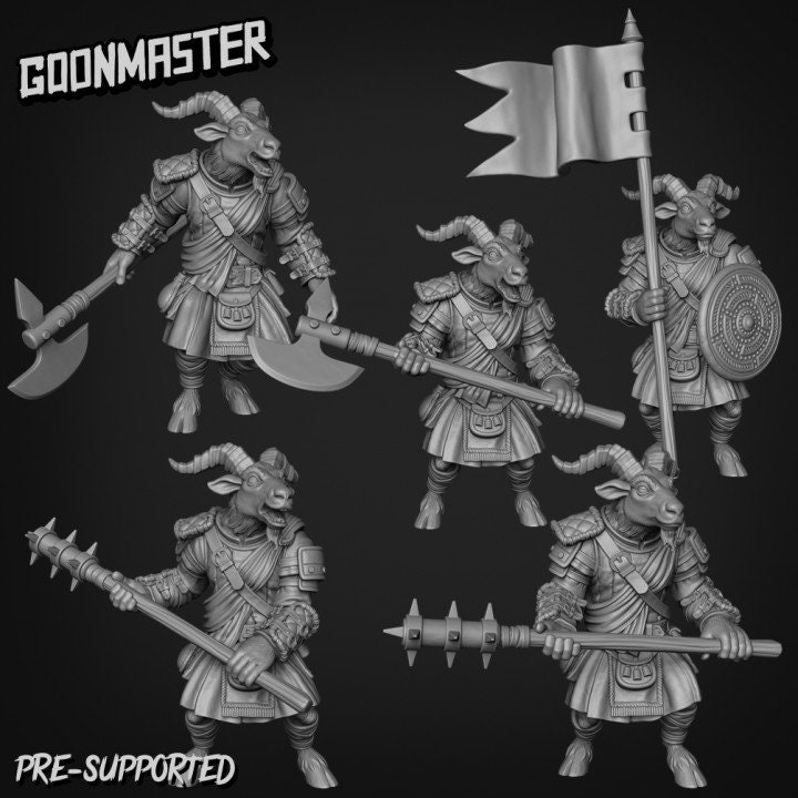 5pc Goats Guards Set/ Dnd Dungeons and Dragons Farm Figurines Warrior ...