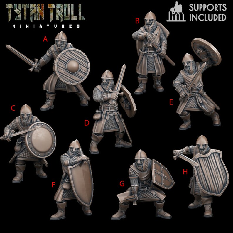 8pc Warrior Set Dnd Dungeons and Dragons 28mm/32mm Townsfolk Guards ...