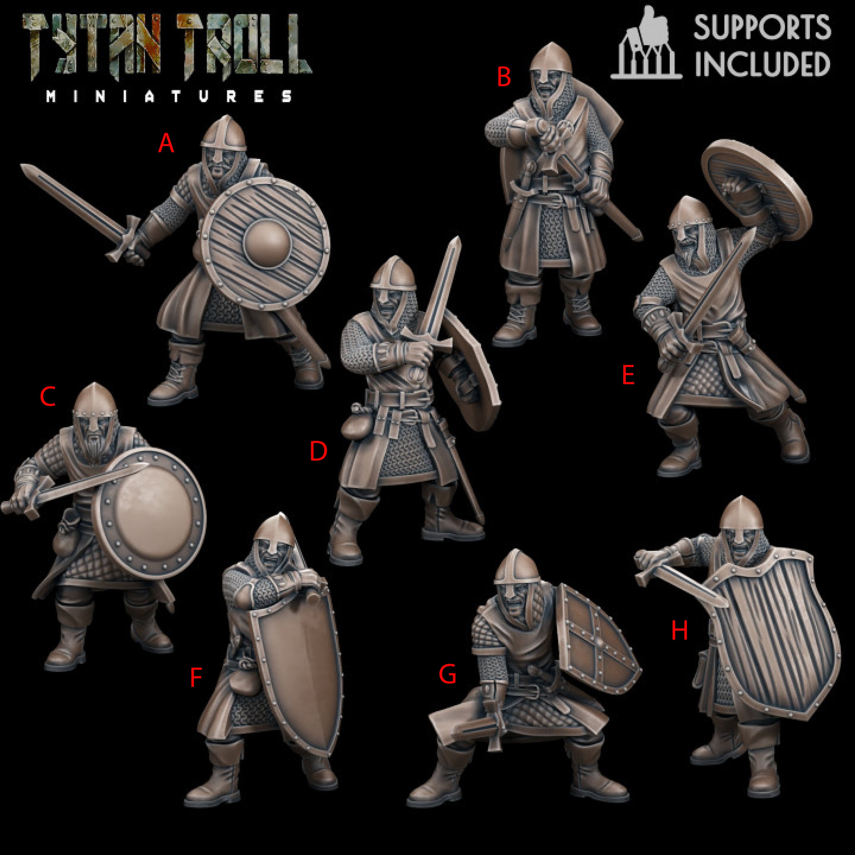 8pc Warrior Set Dnd Dungeons and Dragons 28mm/32mm Townsfolk Guards ...