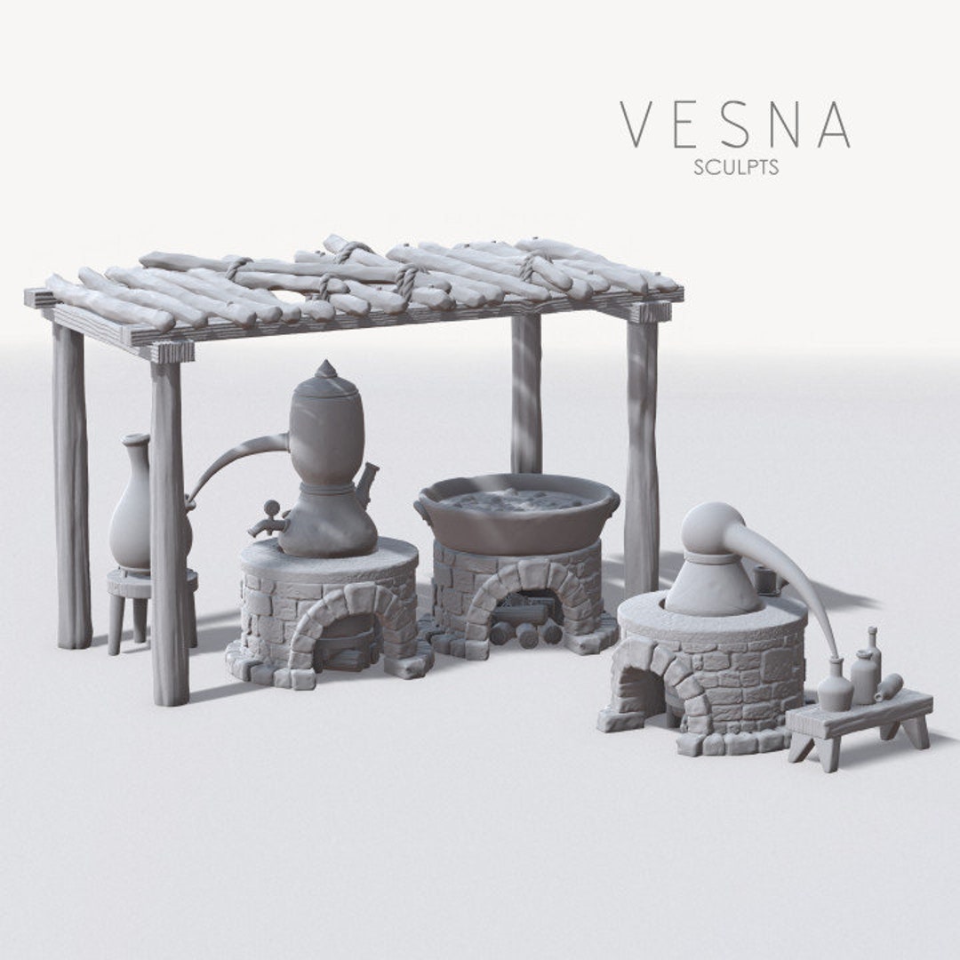 Medieval Alchemist Oven Set/ DND Dungeons and Dragons Kitchen Miniature ...