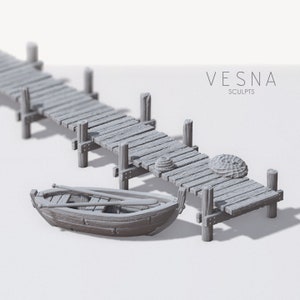 Pier and Boat Set /DND Dungeons and Dragons Fishing Props, Village ...