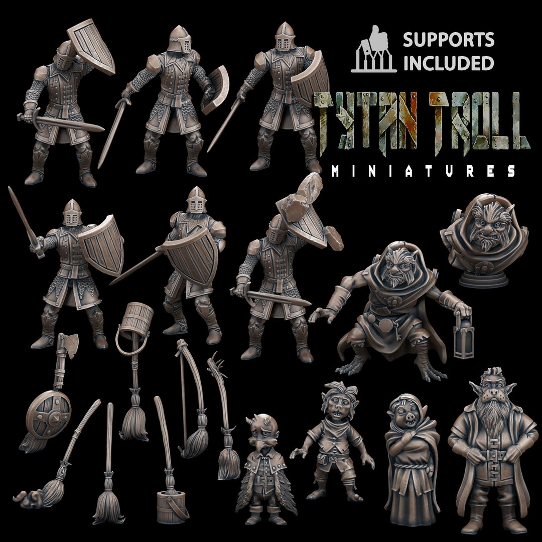 DND - Castle Soldiers, Mongrel Folk Minis, Miniatures, Enchanted Brooms ...