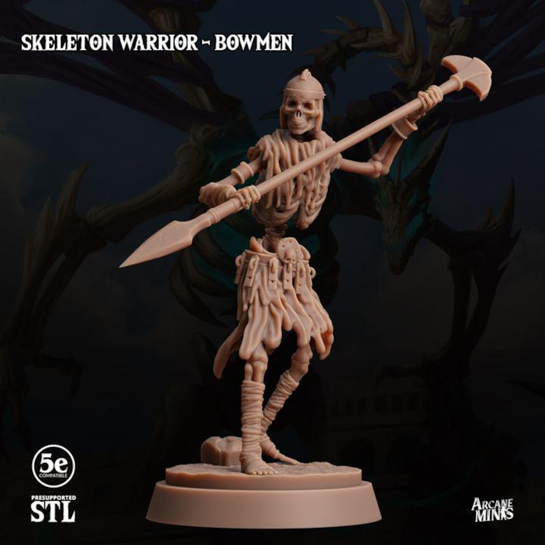 Skeleton Spearman Warrior | DND Dungeons and Dragons RPG 28 32 38 75 ...