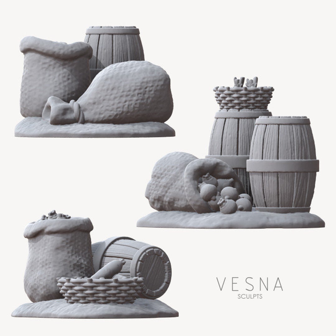 3pc Barrels Foods Set Dnd Scatter Terrain Dungeons and Dragons TTRPG ...