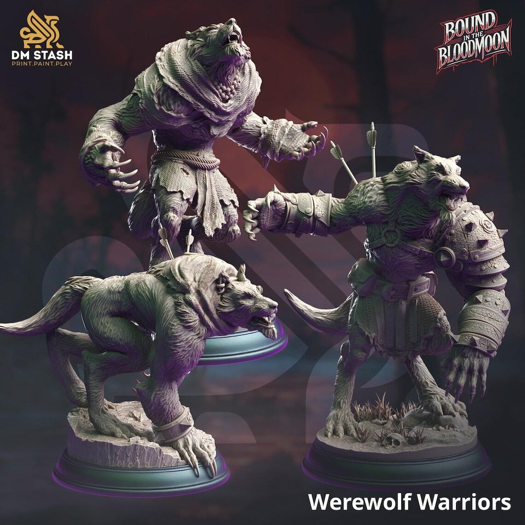 3pc Werewolf Warriors | Dnd Dungeons and Dragons Npcs TTRPG 28/32/38/75 ...