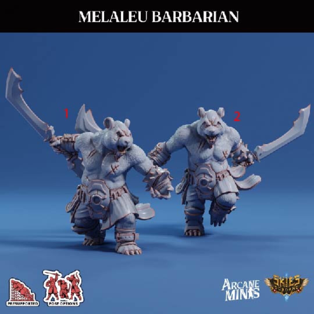 Melaleu Barbarians Dungeons and Dragons 28mm/32mm Panda Minis NPC ...